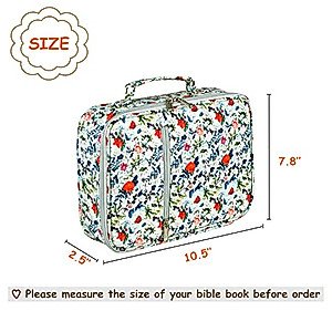 Bible Cover Case for Women Men Bible Covers Bible Bags Bible Holder Scripture Carrying Case with Handle Bible Book Covers Church Bag Bible Protective Cases with Pockets (Flower B)