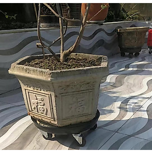 Plant Caddy with Wheels 16 Inches Metal Heavy Duty 2 Pcs - Rolling Plant Stand with Wheels Planter Caddies Round Flower Pot Mover Plant Dolly Holder Planter Trolley Casters