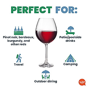 Unbreakable Red Wine Glasses with Stem 22oz Set of 4, Shatterproof Tritan Plastic Stemmed Outdoor Glasses, Reusable & Dishwasher Safe, Hot Tub, Travel, Camping, Beach & Pool Wine Glasses