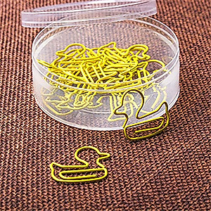 SDUSEIO 30 Pieces Funny Paper Clips Bookmark Paperclips Metal Cute Shape Clips for Students Teachers School Office Supplies Personal Document Organization Party Card Wedding Invitation,Yellow Duck