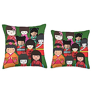 Cute Girls Day Dolls Festival Hinamatsuri in Japan Cute Dolls Festival Hinamatsuri in Celebration of Girls Day Throw Pillow, 18x18, Multicolor