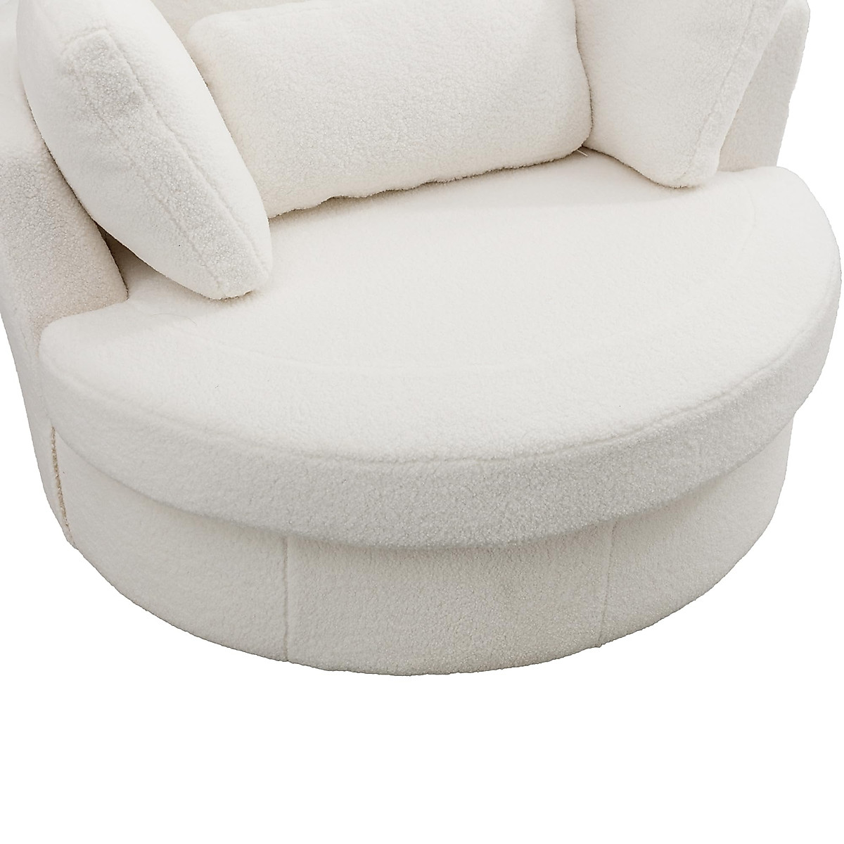 Swivel Accent Barrel Chair Oversized Modern Akili Upholstered Sofa Lounge Club Leisure Chair Round Chair for Hotel Living Room(White Polyester)