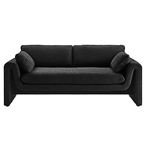 Modway Waverly Boucle Fabric Sofa in Black-Unique Wavy Design