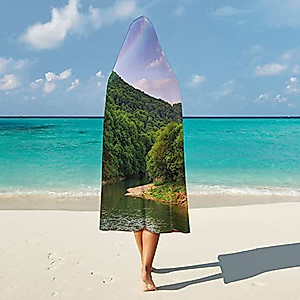 Hooded Blanket Poncho, Nature Wearable Hooded Blanket for Adults, Summer Scene by Mountain Valley with Rainbow Over The, Soft Warm Cozy, 40 x 50inches, Gifts for Women Adults Girls and Kid