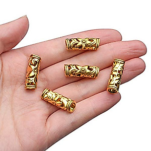 Bail Beads, 50pcs Curved Tube Spacer Beads Antique Alloy Hollow Tube Beads Slide For European Charm Bracelet Necklace Jewelry Making, Antique Golden, 22 x 8 mm, Hole: 5mm