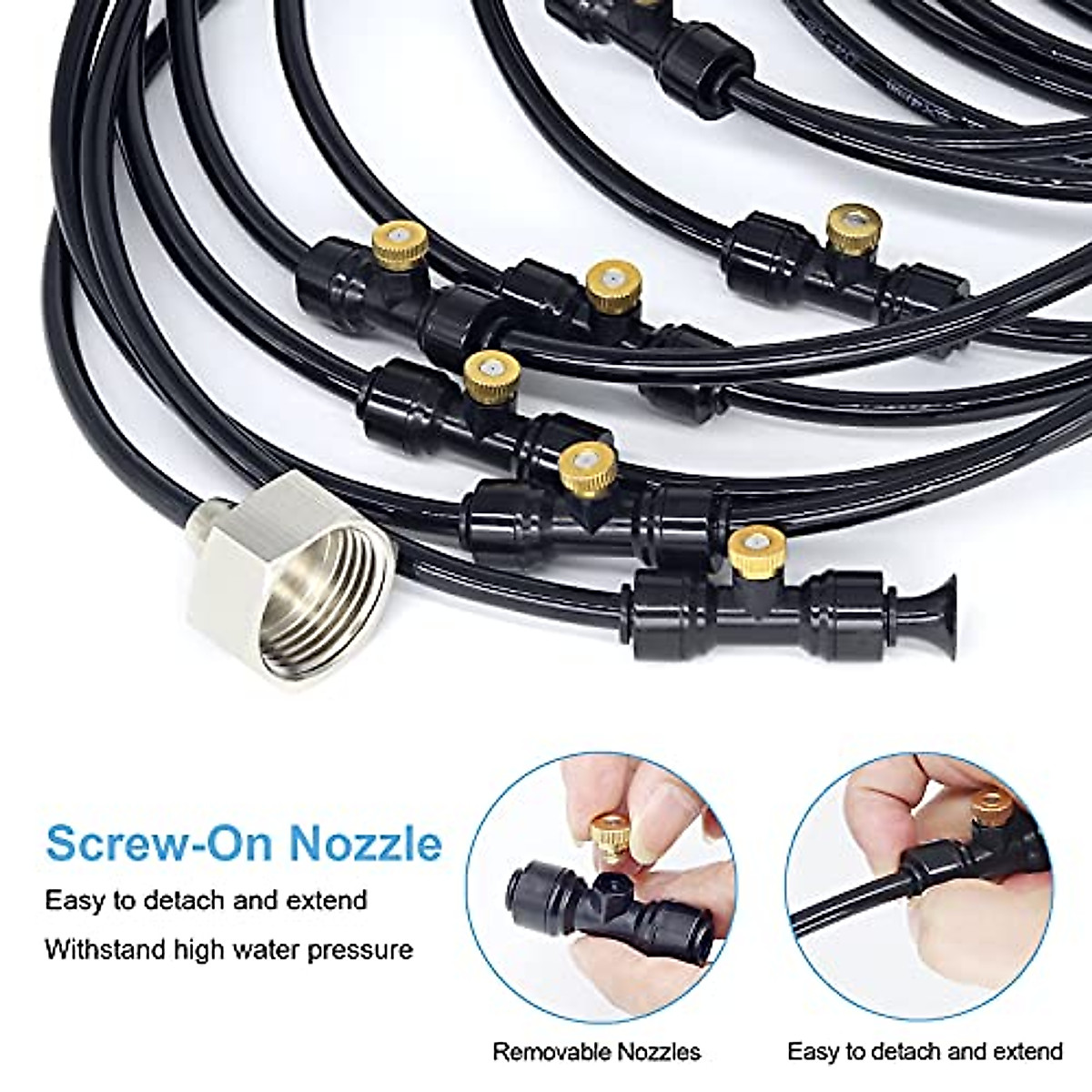 Misters for Outside Patio, 65.6FT Misting System, Patio Misters for Cooling, Outdoor Misters for Patio Greenhouse Pool Trampoline Umbrella