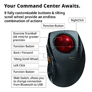 ELECOM DEFT PRO Trackball Mouse, Wired, Wireless, Bluetooth, Finger Control, Ergonomic Design, 8-Button Function, M-DPT1MRXBK & Mouse Pad FITTIO High Type Reduce Wrist Fatigue, MP-116WH