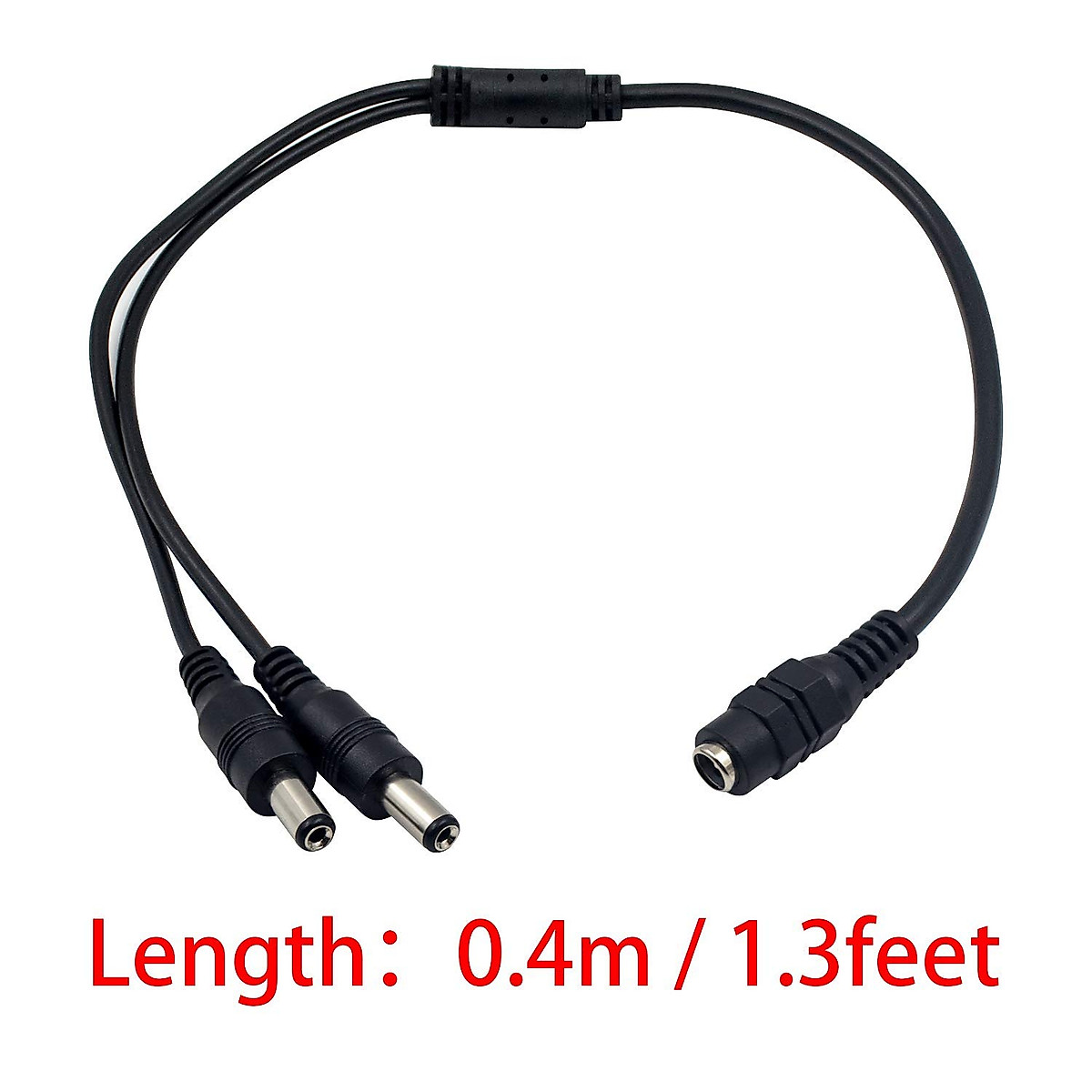 Duttek CCTV Power Splitter Cable, DC 5.5x2.1mm 1 Female to 2 Male Splitter Cable 2 Way DC Power Cable Y Splitter for CCTV Security Camera/IP Camera/DVR Standalone/LED Strip (40CM/15.74Inch)