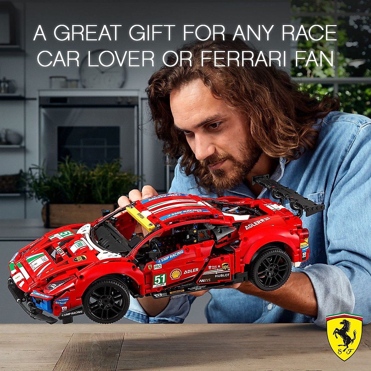 Lego Technic Ferrari 488 GTE “AF Corse #51” 42125 - Champion GT Series Sports Race Car, Exclusive Collectible Model Kit, Collectors Set for Adults to Build