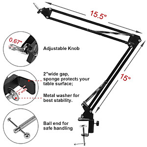 Voilamart USB Streaming Podcast Microphone, Condenser Microphone Set BM-800 with Adjustable Recording, Suspension Scissor Arm Stand, Shock Mount, Podcast Condenser Microphone for YouTube, Recording