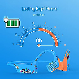 Kids Bone Conduction Headphones Bluetooth 5.0 with Mic, Cartoon Headset Lightweight, Open-Ear Wireless Sweatproof, Music Answer Phone Call for Running Hiking Driving Bicycling (Pink)