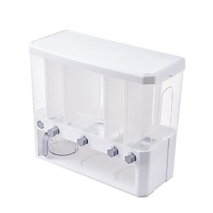 xingxinqi Cereal Dispenser Plastic Clear Dry Food Dispenser with Lid 5 Grid Rice Dispenser Storage Box Rice Bucket Container, White (55B27DSKDFI177WC0541W)