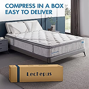 Twin Mattress, Lechepus 12 Inch Cooling Gel Memory Foam Hybrid Mattress with Pocket Innerspring, Medium Firm Pillow Top Mattresses for Supportive & Pressure Relief