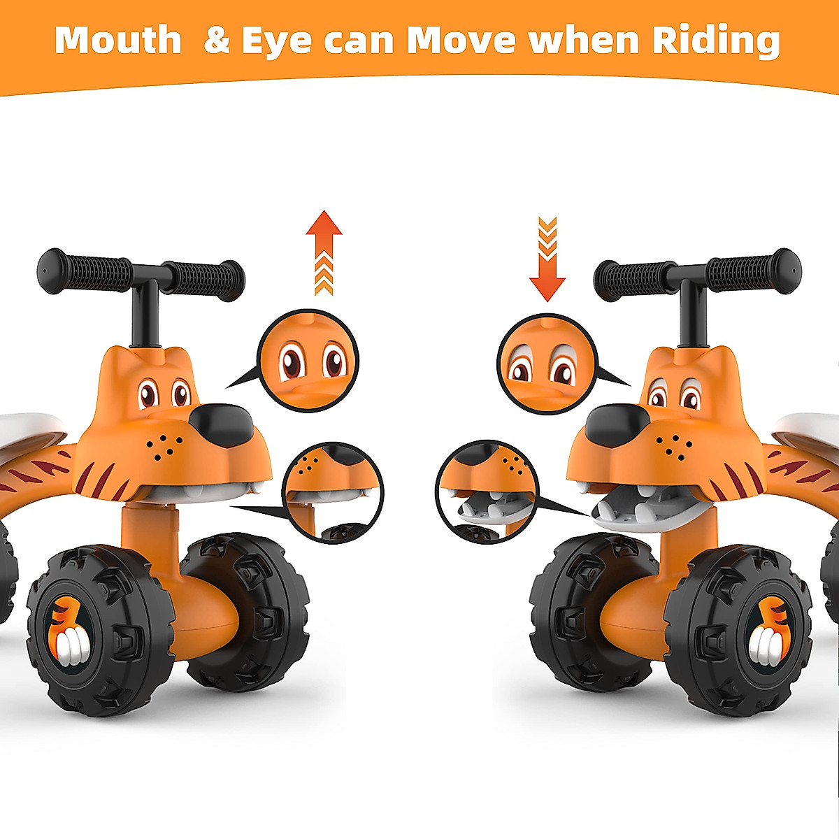 Baby Balance Bike for 1 Year Old Boys Girls, Riding Toys for Toddlers, No Pedal Bicycle, 12-36 Months Kids First Bike, Best Gift for Birthday, Christmas, Halloween (Tiger)