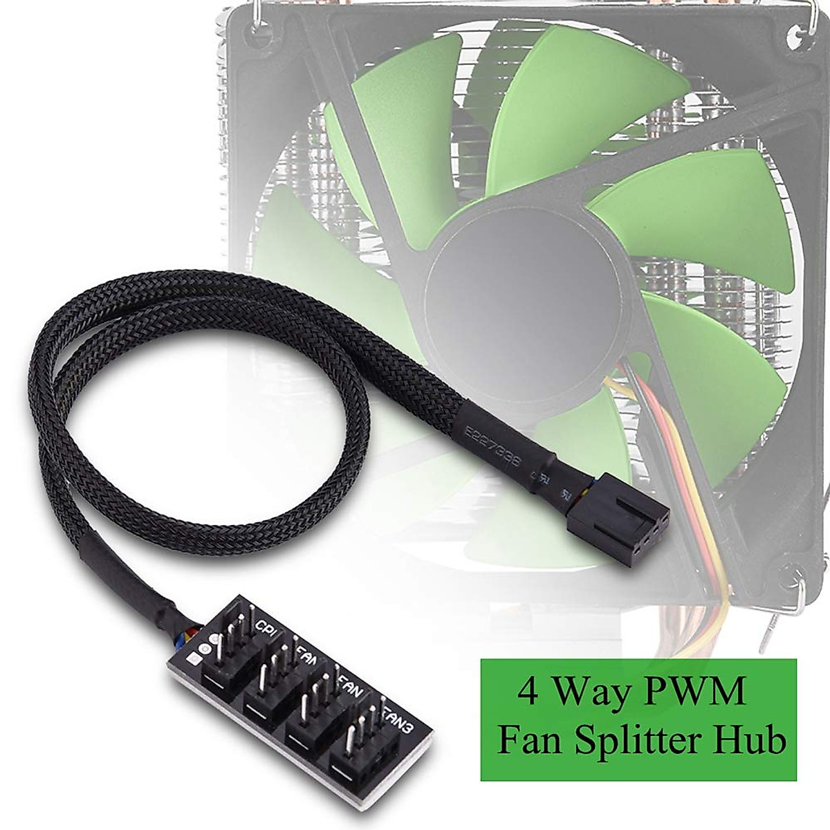 PWM Fan Hub, 4-Pin Computer CPU/Case Fan Power Multi Splitter Connector Cable Adapter for Computer Cooler Fans
