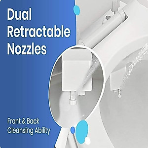 BIDETØASIS Bidet Double-Nozzle Non-Electric Bidet for Toilet, with Front and Rear Washing Functions as Well as a self-Cleaning Mechanism. Adjustable Water Pressure. Easy to Install. (Black)