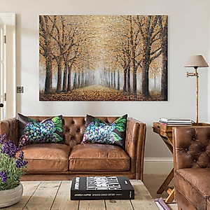 Tree Wall Art Hand Painted Forest Oil Painting Yellow Woods Art Autumn Landscape Home Decor Great Wall Art Paintings Canvas Wall Decor Home Decor Living Room Decor Aesthetic 24x36inch(60x90cm) Unfra