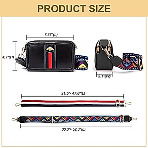 Haftigts Bee Crossbody Bags for Women with 2 Adjustable Straps, PU Leather Sling Camera Bag Purses Shoulder Bag with Zipper