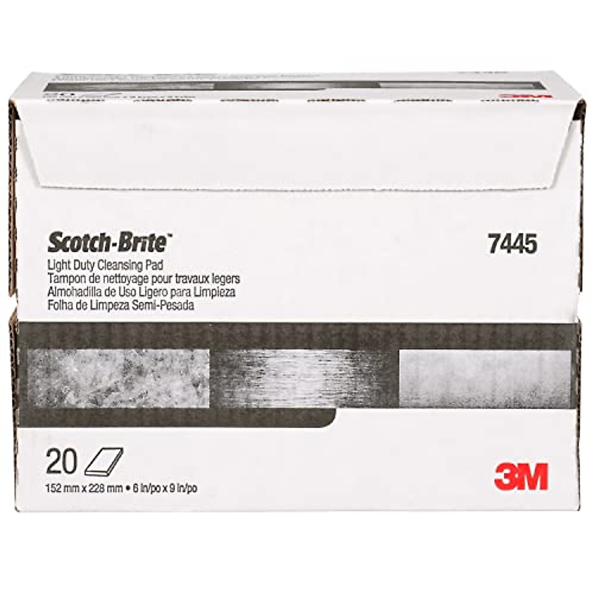Scotch-Brite Light Cleansing Hand Pad 7445 - Mild Abrasive Hand Sanding Pad - White Hand Pad - For Metal, Vinyl, Porcelain - 6" x 9"