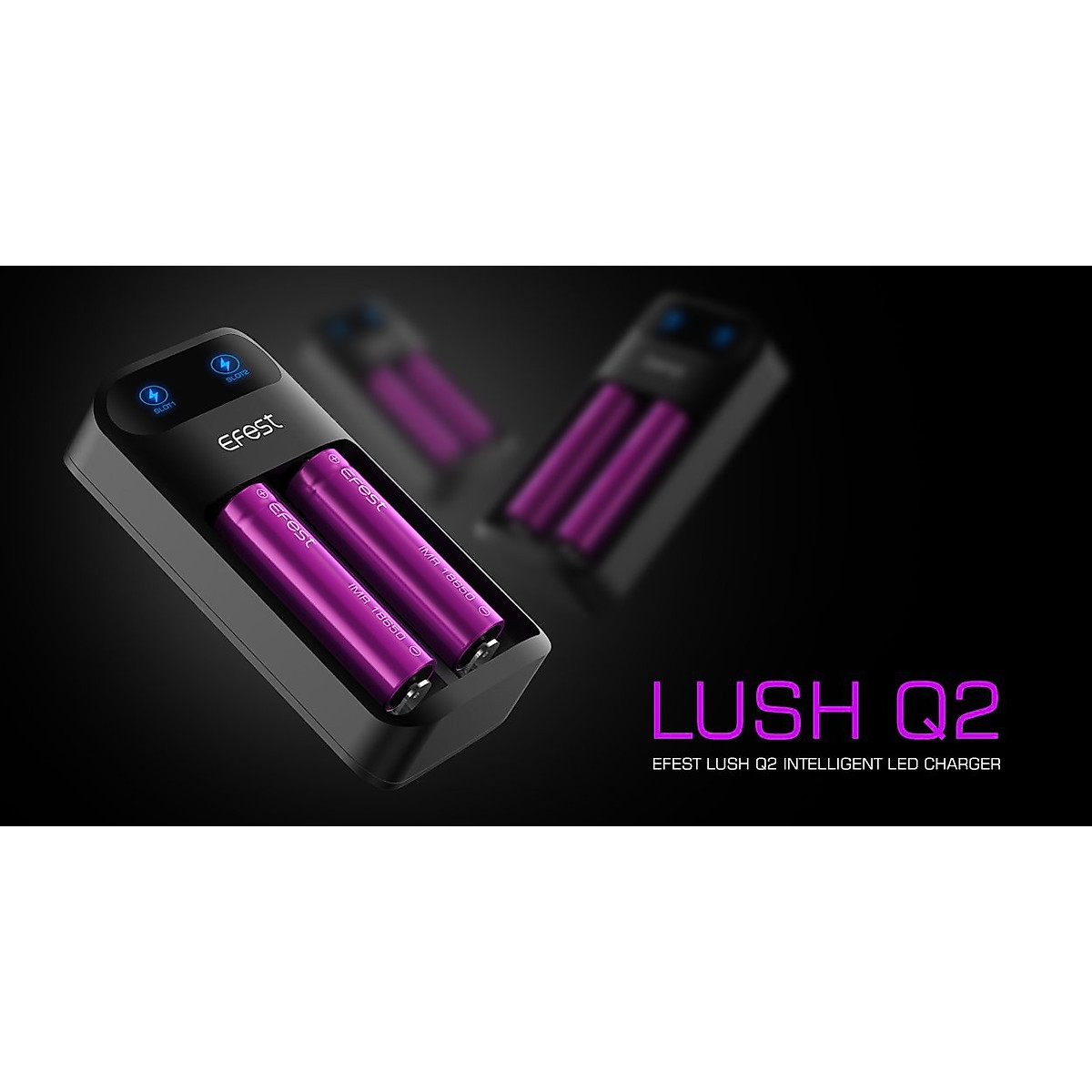 Efest LUSH Q2 Intelligent LED Battery Charger Compatible with Lithium IMR 3.6V and 3.7V Batteries