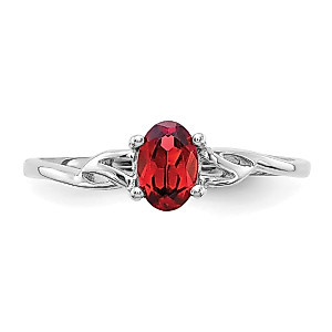 IceCarats 10K White Gold Red Garnet Ring Gemstone Band January Birthstone Jewelry Size 7