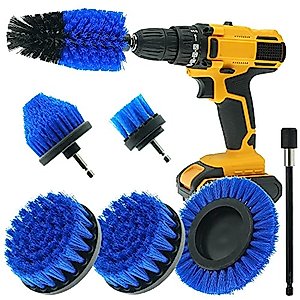 CLEAFOU 7 Pcs Drill Brush Attachment Set with Extend Attachment All Purpose Power Scrubber Brush Cleaning Kit for Bathroom Surfaces, Grout, Floor, Tub, Shower, Tile, Kitchen and Car, Blue