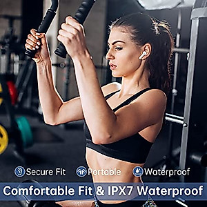 YOSINT Wireless Earbuds, Bluetooth 5.1 Headphones 30Hrs Playtime with LED Power Display, IPX7 Waterproof Earphones, TWS in Ear Stereo Headset Built-in Mic for iPhone/Android (White)