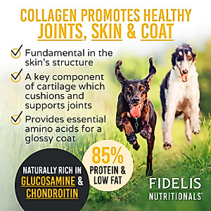 FIDELIS Rawhide-Free Treat Sticks, Long Lasting, Collagen Dog Chews, Treats, Small & Large Dogs, Beef Collagen, Gluten-Free, Grain-Free, Dog Chew, Bones-Alternative, Made in USA, 4pk, Beef, 7"
