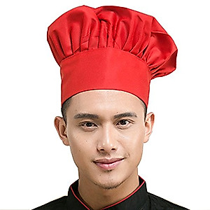 Hyzrz Set of 3 Pack Adult Chef Hat Adult Adjustable Elastic Baker Kitchen Cooking Chef Cap 3 Pieces (Multicolor)