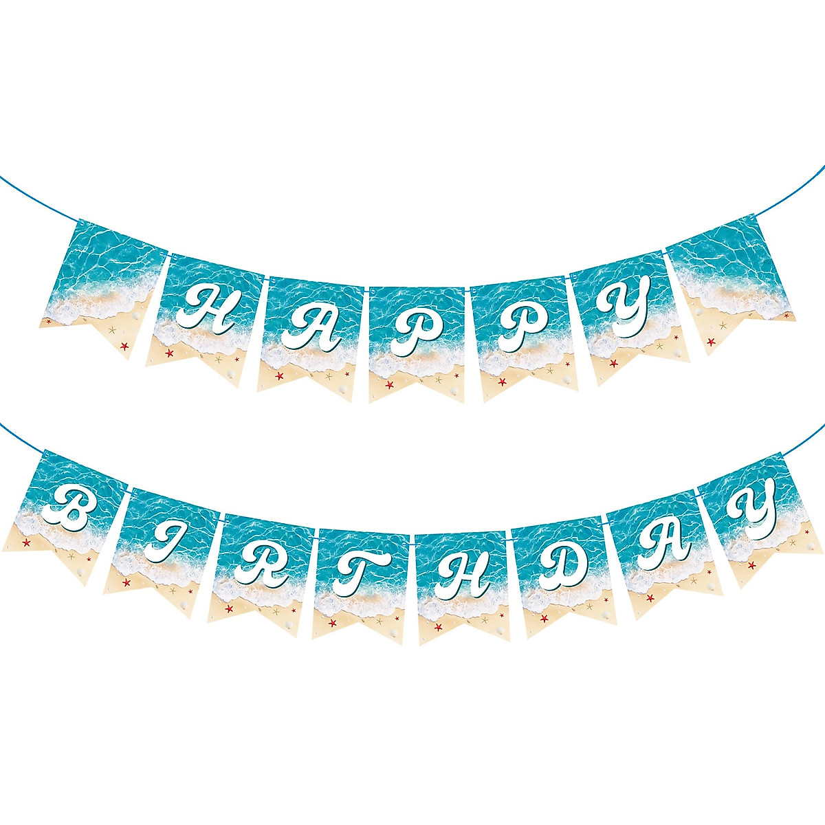 Beach Birthday Banner Garland Decorations for Hawaiian Aloha Luau Beach Pool Barbecue Party Beach Ball Happy Birthday Party Favor Supplies