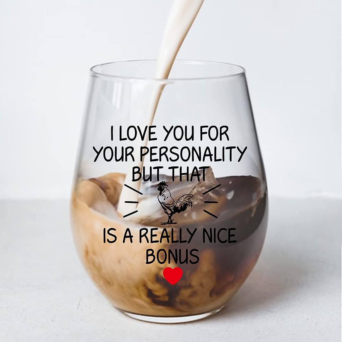 Perfectinsoy I Love You For Your Personality Wine Glass with Gift Box, Funny Birthday Gifts for Wife Husband, Girlfriend, Boyfriend Couple, Happy Anniversary Valentines Day Gifts