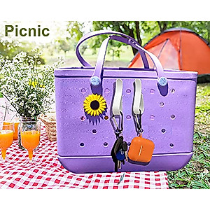 Aovaely 4 Pack Beach Bag Charms Hooks, Beach Bag Accessories Inserts for Hanging Key Cup Holder Tote Bag Accessories for Beach Camping