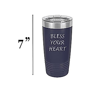 Rogue River Tactical Funny Sarcastic Southern Quote Bless Your Heart Large 20 Ounce Travel Tumbler Mug Cup w/Lid Sarcastic Work Gift For Boss Manager or Supervisor (Blue)