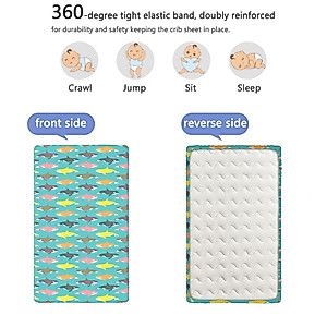 Whale Themed Fitted Crib Sheet,Standard Crib Mattress Fitted Sheet Toddler Bed Mattress Sheets-Crib Mattress Sheet or Toddler Bed Sheet,28“ x52“,Multicolor