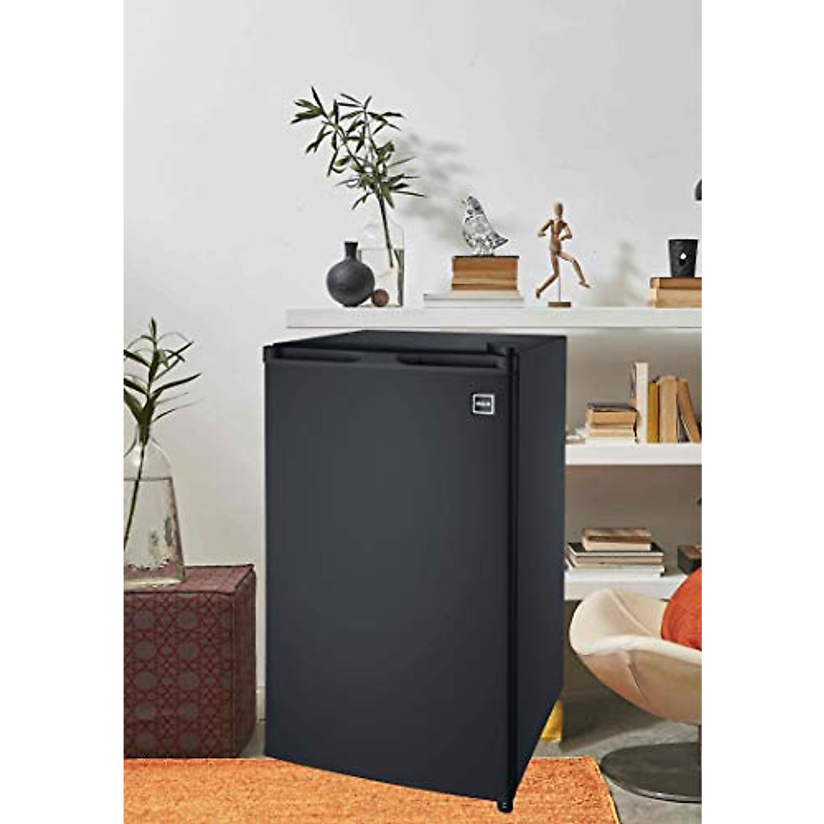 RCA RFR321-B-Black-COM RFR321 Single Mini Refrigerator-Freezer Compartment-Adjustable Thermostat Control-Reversible Doors-Ideal for for Dorm, Office, RV, Garage, Apartment-Black Cubic Feet, 3.2 CU.FT
