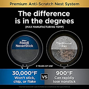 Ninja C50020 Foodi NeverStick Premium 8-Inch Fry Pan, Anti-Scratch Nest System, Hard-Anodized, Nonstick, Durable & Oven Safe to 500°F, Slate Grey