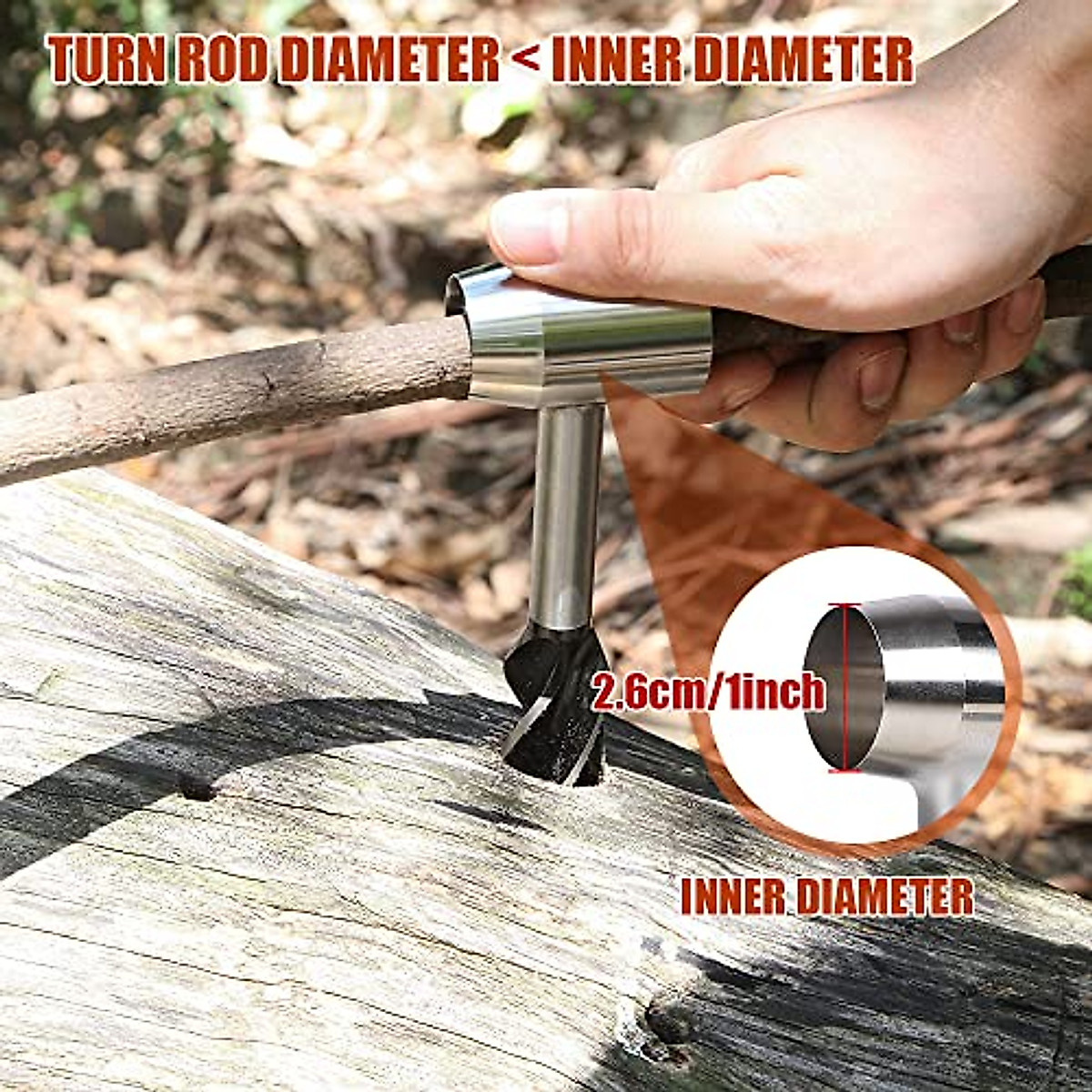 Bushcraft Hand Auger Wrench, Hand Auger for Bushcraft Backpack and Camping, Manual Auger Outdoor Wood Peg and Hole Maker Bushcraft Gear Bushcrafting Tools (Leather Case Brown)
