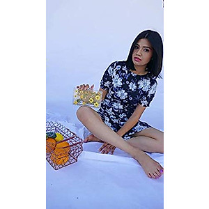 Transparent Floral Imprinted Acrylic Box Clutch