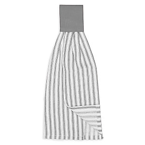 Cackleberry Home Alloy Gray and White Ticking Stripe Hanging Kitchen Dish Hand Towel Cotton with Button Accent, Set of 2