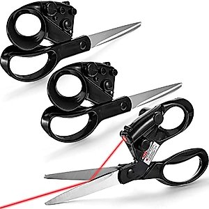 3 Pcs Household Laser Scissors Gadget Sewing Laser Scissors Sewing Laser Guided Scissors Electric Scissors for Cutting Fabric Fabric Scissors for Cut Straight Fast Fabrics Paper Crafts Sewing Gift