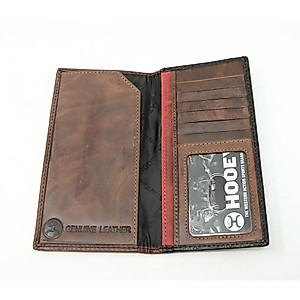 HOOEY Leather Men’s Western Rodeo Wallet (Laser Cut Aztec - Black/Red/Ivory)