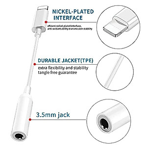 [Apple MFi Certified] 2 Pack for iPhone 3.5mm Headphones Adapter, Lightning to 3.5 mm Headphone/Earphone Jack Converter Audio Aux Adapter Dongle Compatible with iPhone 14 13 12 11 Pro XR XS Max X 8 7