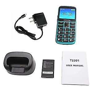 USHINING 4G Senior Cell Phone Unlocked SOS Big Button Senior Basic Phone 2.4 Inch Large Screen High Volume Unlocked Mobile Phone for Elderly with Charging Dock (Emerald Green)