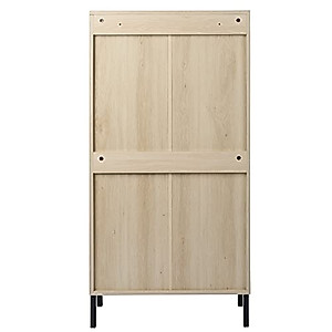Rattan 3-Drawer Shoe Cabinet Rustic Freestanding Shoe Rack Organizer Wooden Entryway Narrow Shoe Storage Cabinet w/Natural Rattan Flip Doors for Closet Hallway Small Space(1 Pack-Natural)
