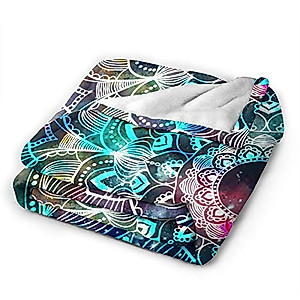 Galaxy Mandala Fleece Throw Blanket Plush Soft Throw for Bed Sofa, 80 in x 60 in