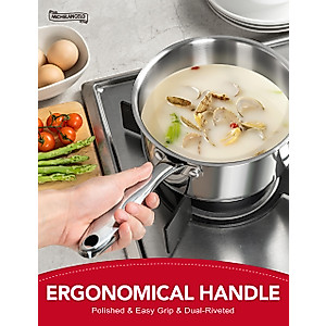 MICHELANGELO Stainless Steel Sauce Pan Set - 1, 2, 3 Qt Saucepans with Lids, Small Stainless Steel Pots for Cooking, Induction Compatible, Dishwasher & Oven Safe