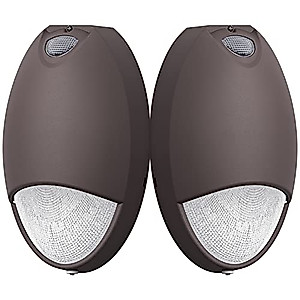 Outdoor Led Emergency Light with Battery Backup Photocell Sensor Self Test Diagnostics, Aluminum Exterior Waterproof Commercial Wall Pack Emergency Lighting Fixtures 120-277VAC UL Certified (2 Pack)