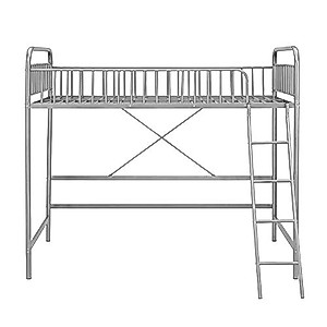 Twin Loft Bed with Full-Length Guardrail and Ladder (Silver)