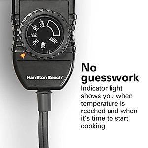 Hamilton Beach 200 Sq. In. Electric Griddle With Adjustable Temperature for 200 to 400 degrees, PTFE & PFOA Free Durathon Ceramic Reversible Nonstick Surface, Black (38522)