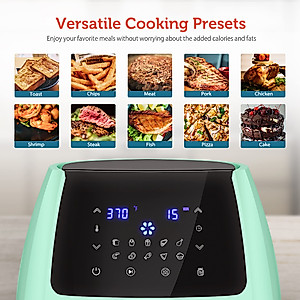 Ultrean 5.8 Quart Air Fryer, Large Family Size Electric Hot Air Fryers Oilless Cooker with 10 Presets, Digital LCD Touch Screen, Nonstick Basket, 1700W, UL Listed (Green)